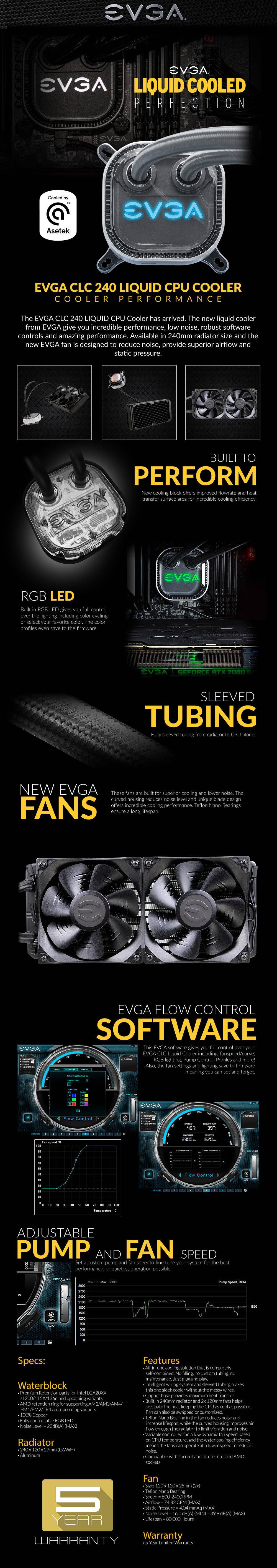 ชุดระบายความร้อนซีพียูแบบปิด EVGA CPU Liquid Cooler CLC 240mm All-In ...