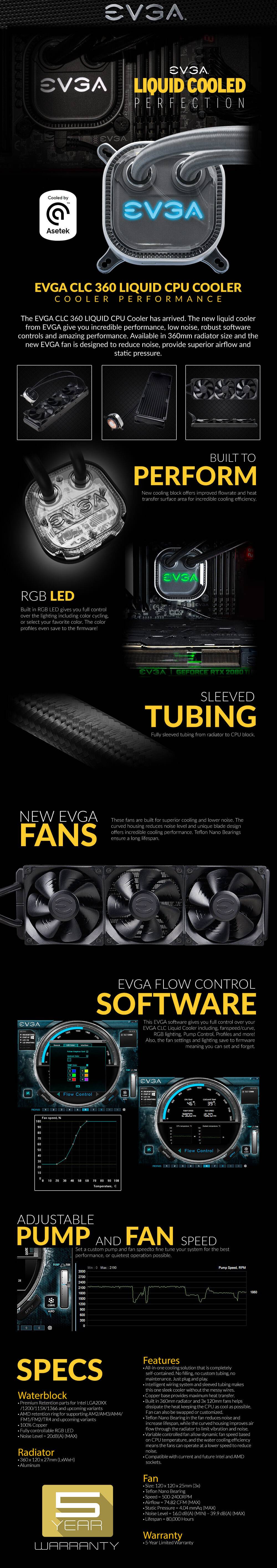 ชุดระบายความร้อนซีพียูแบบปิด EVGA CPU Liquid Cooler CLC 360mm All-In ...