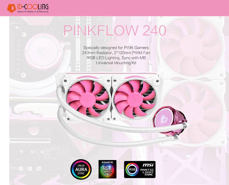 ชุดระบายความร้อนซีพียู ID-COOLING CPU Liquid Cooler PINKFLOW 240 ARGB