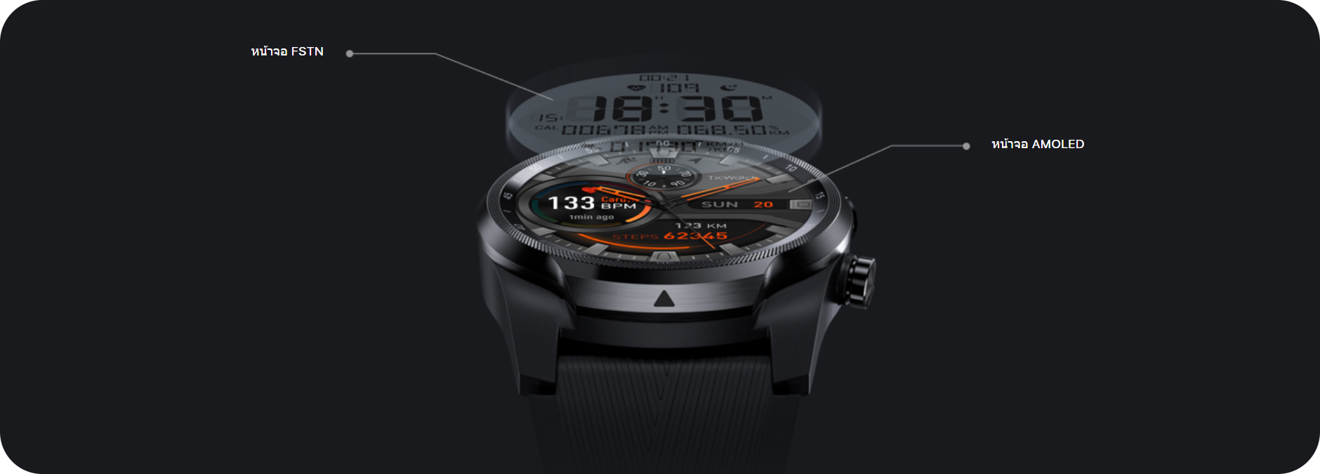 นาฬิกาสมาร์ทวอทช์ TicWatch Smartwatch Pro 4G LTE Black