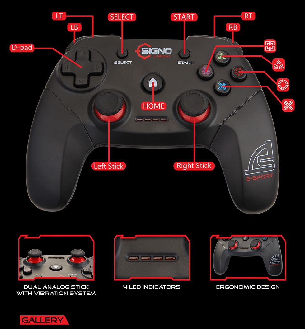 Signo Gaming Controller MODULAR GP-680 Black
